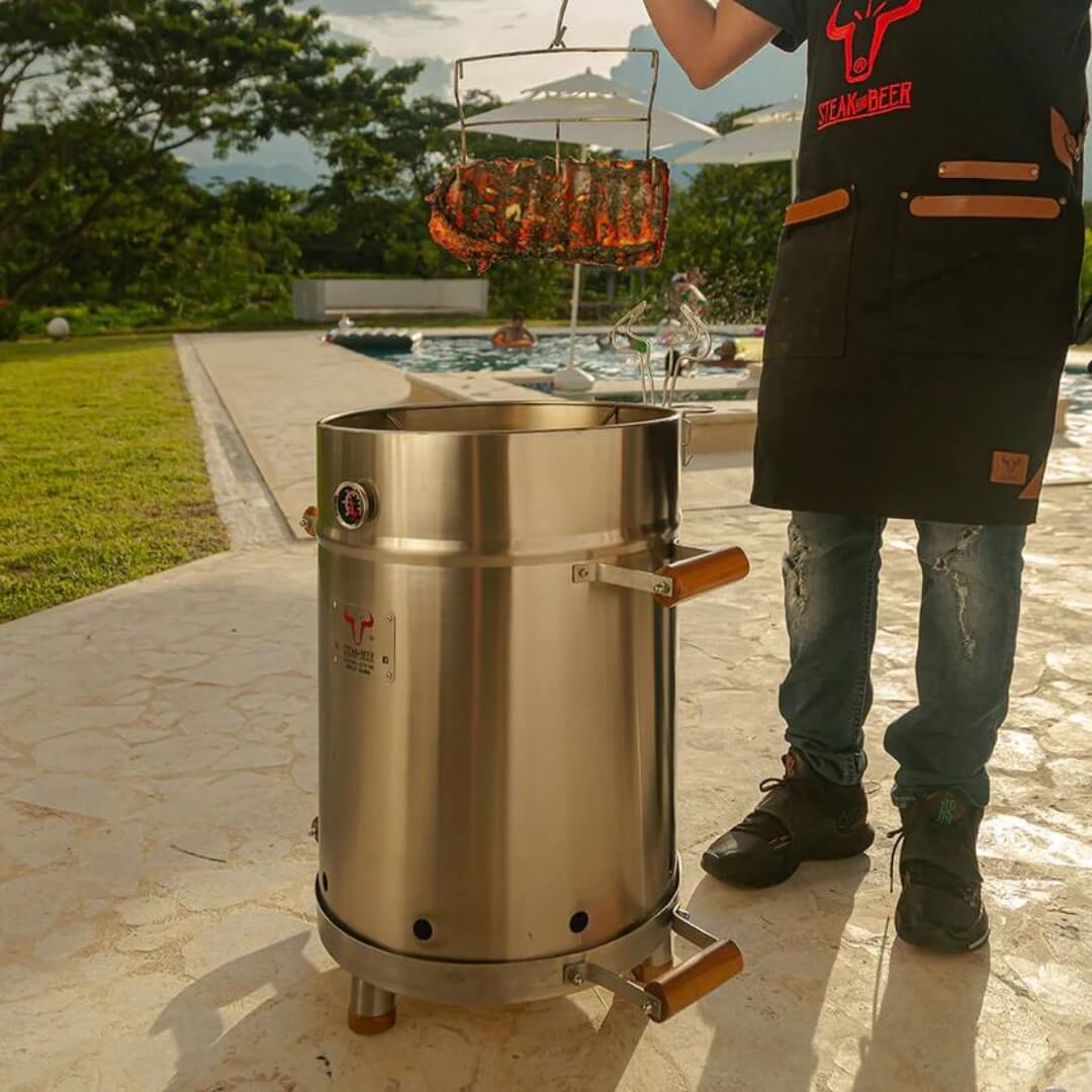 Barril asador grande en acero inoxidable – Steak and Beer PR